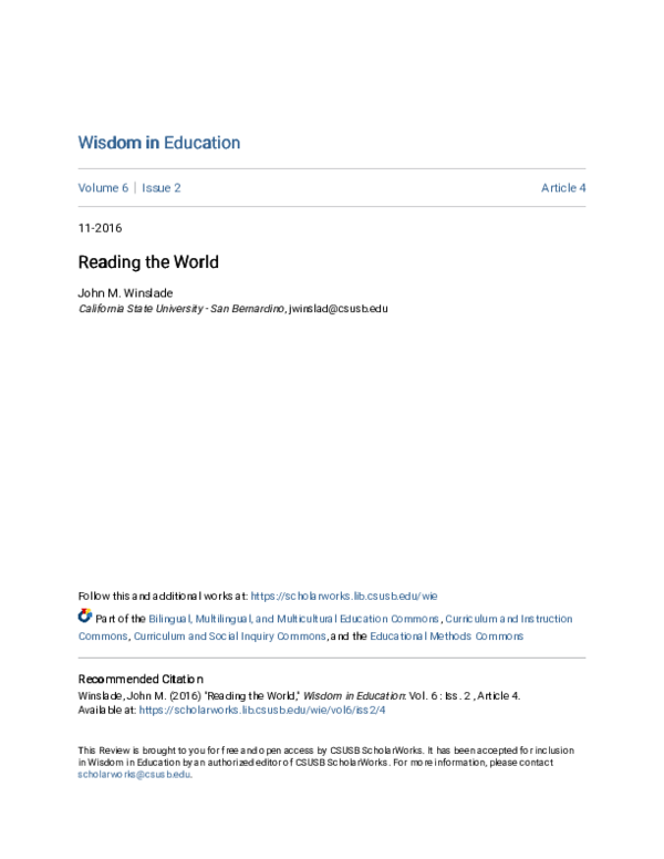 (PDF) Reading the World
