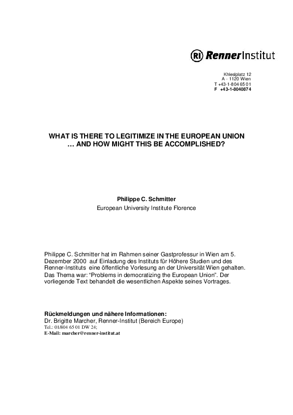 (PDF) What is there to legitimise in the European Union? And how might ...
