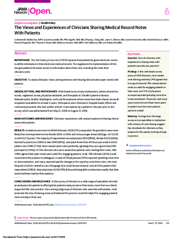 (PDF) The Views and Experiences of Clinicians Sharing Medical Record ...