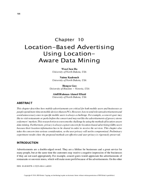 (PDF) Location-Based Advertising Using Location-Aware Data Mining