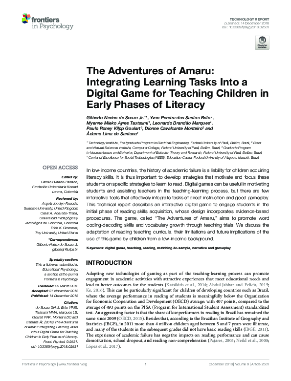 (PDF) The Adventures of Amaru: Integrating Learning Tasks Into a ...