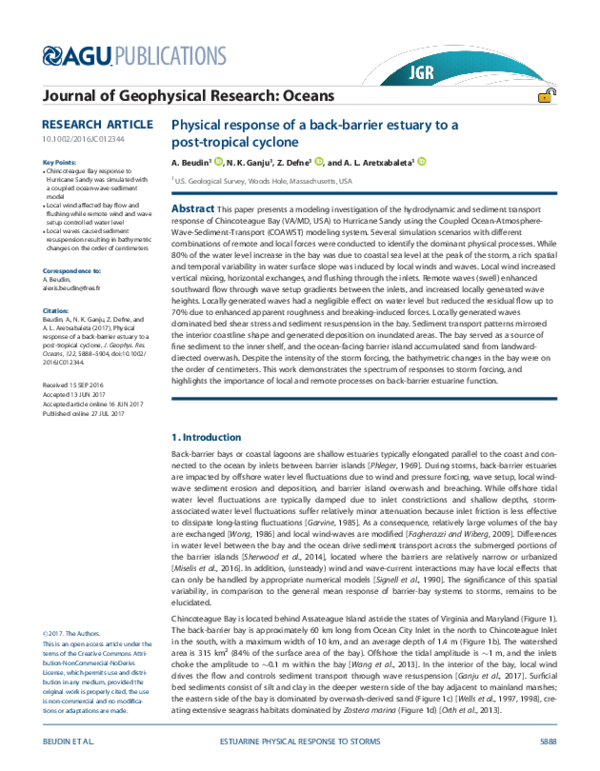 (PDF) Physical response of a back-barrier estuary to a post-tropical ...