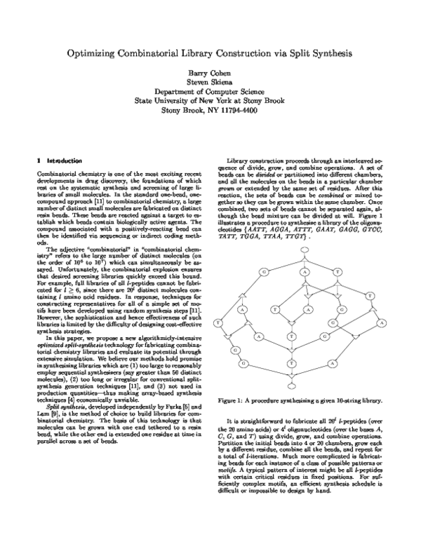 Pdf Optimizing Combinatorial Library Construction Via Split Synthesis