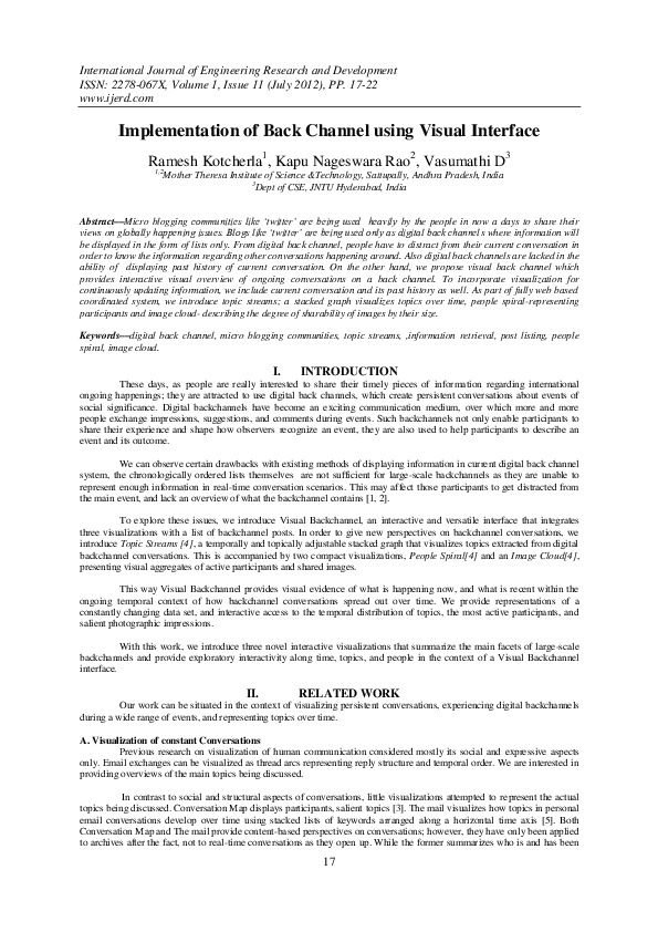 (PDF) Implementation of Back Channel using Visual Interface