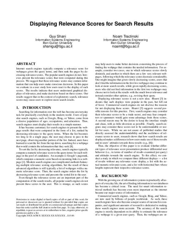 (PDF) Displaying relevance scores for search results