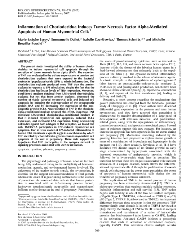 (PDF) Inflammation of Choriodecidua Induces Tumor Necrosis Factor Alpha ...