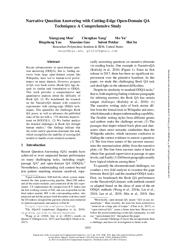 (PDF) Narrative Question Answering with Cutting-Edge Open-Domain QA Techniques: A Comprehensive ...
