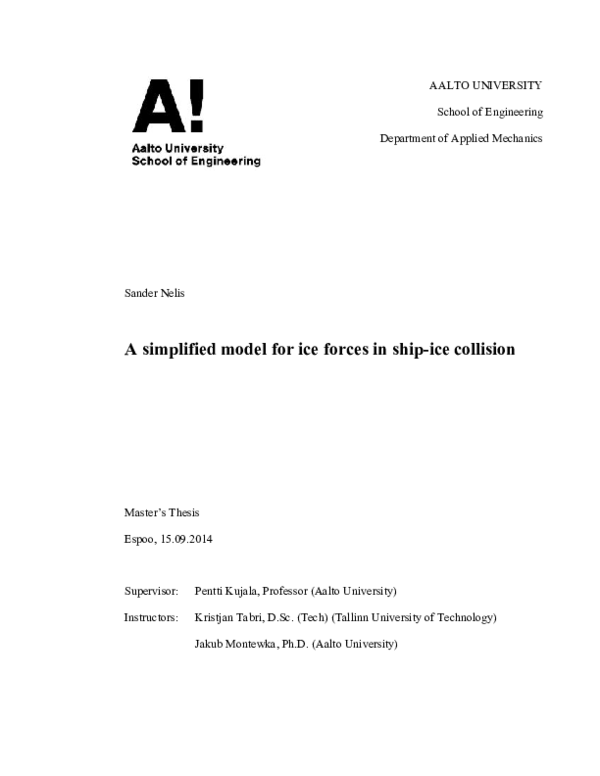 (PDF) A simplified model for ice forces in ship-ice collision