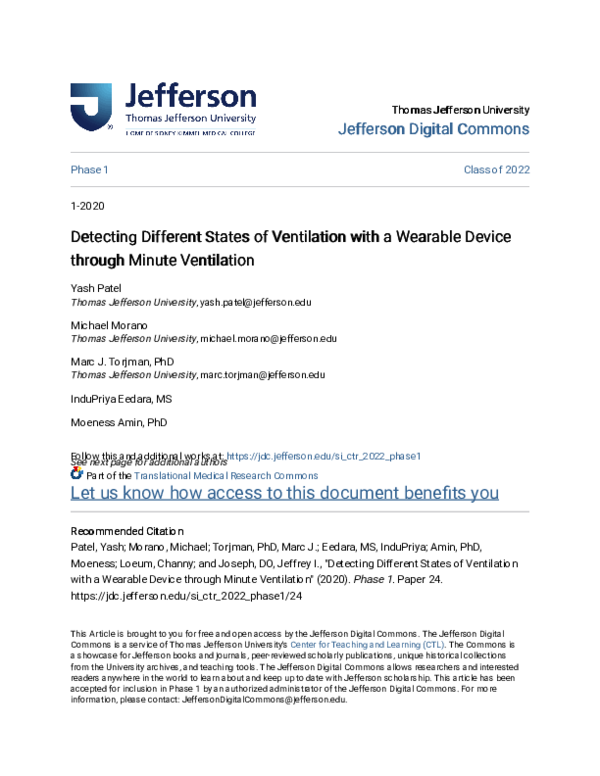 (PDF) Detecting Different States of Ventilation with a Wearable Device ...