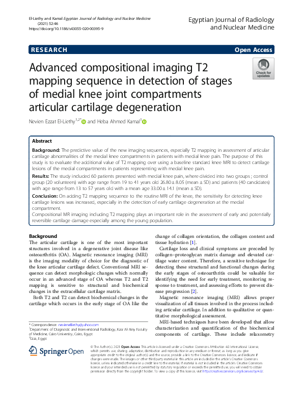 (PDF) Advanced compositional imaging T2 mapping sequence in detection ...