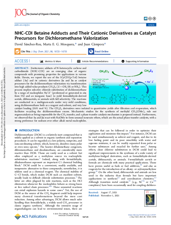 (PDF) NHC-CDI Betaine Adducts and Their Cationic Derivatives as ...