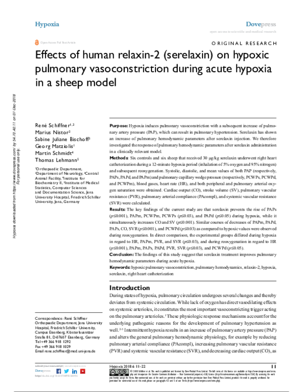 (PDF) Effects of human relaxin-2 (serelaxin) on hypoxic pulmonary ...