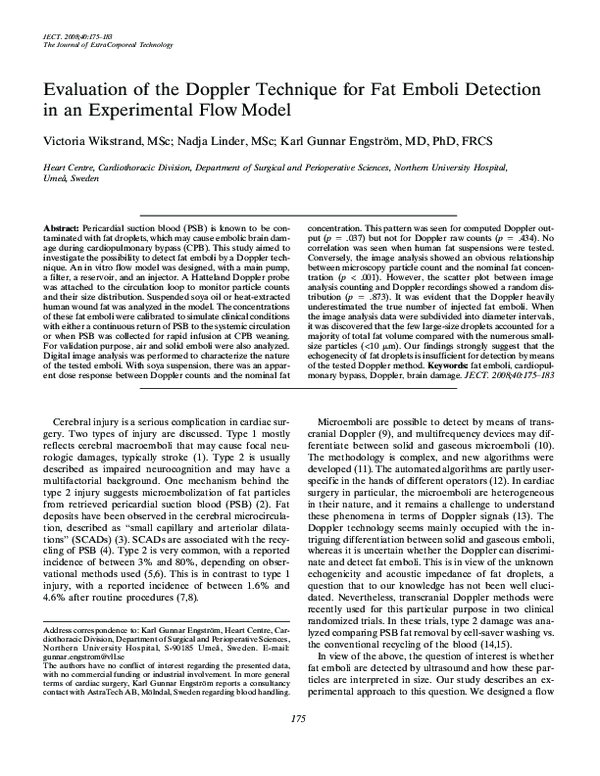 (PDF) Evaluation of the Doppler technique for fat emboli detection in ...