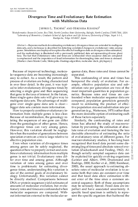 (PDF) Divergence time and evolutionary rate estimation with multilocus data