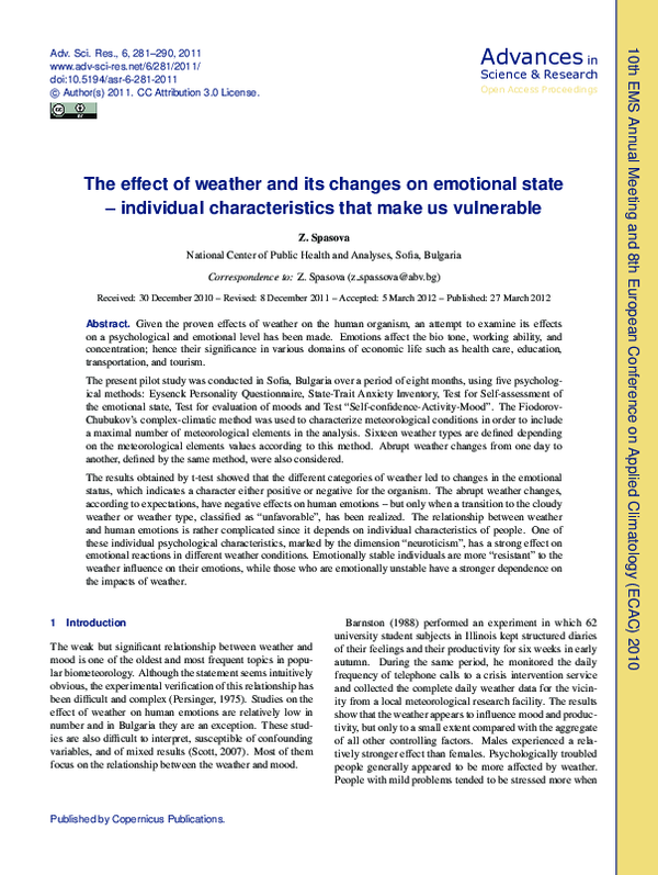 (PDF) Weather and emotional state