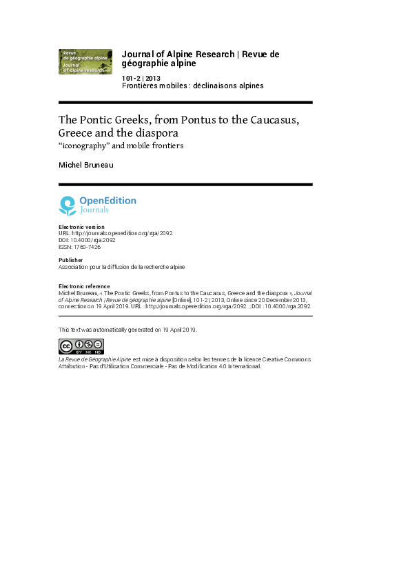 (PDF) The Pontic Greeks, from Pontus to the Caucasus, Greece and the ...