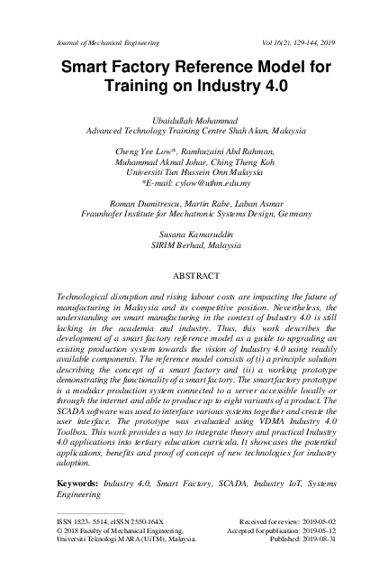 (PDF) Smart Factory Reference Model for Training on Industry 4.0