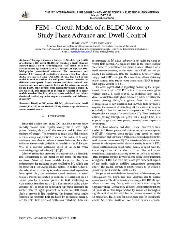 (PDF) FEM - Circuit Model of a BLDC Motor to Study Phase Advance and ...