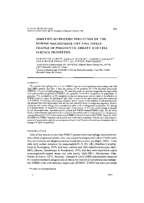 (PDF) Dimethylsulphoxide Induction of the Murine Macrophage-Like Line ...