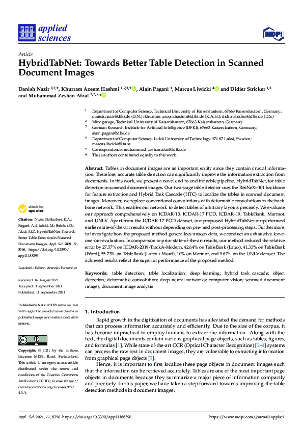 Pdf Hybridtabnet Towards Better Table Detection In Scanned Document