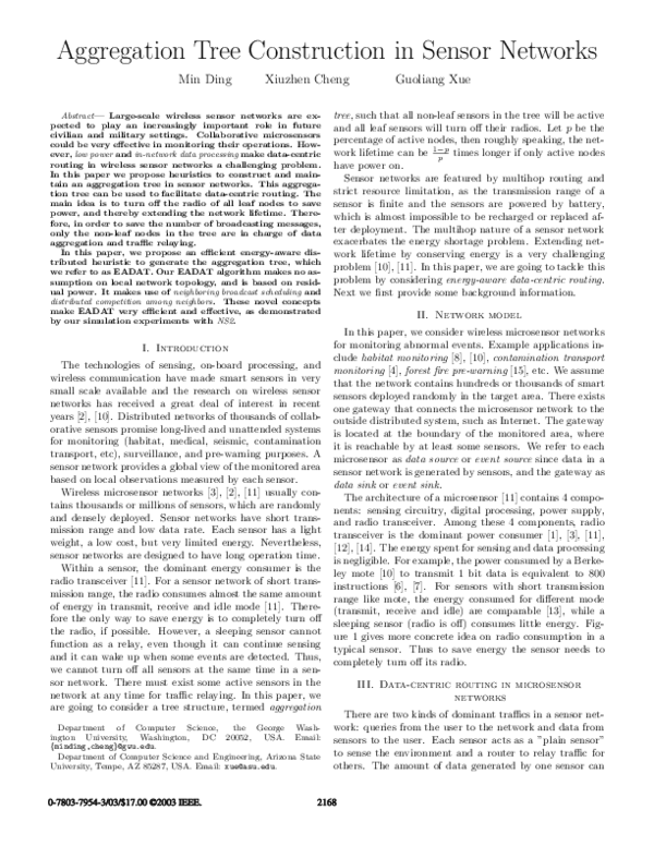Pdf Aggregation Tree Construction In Sensor Networks