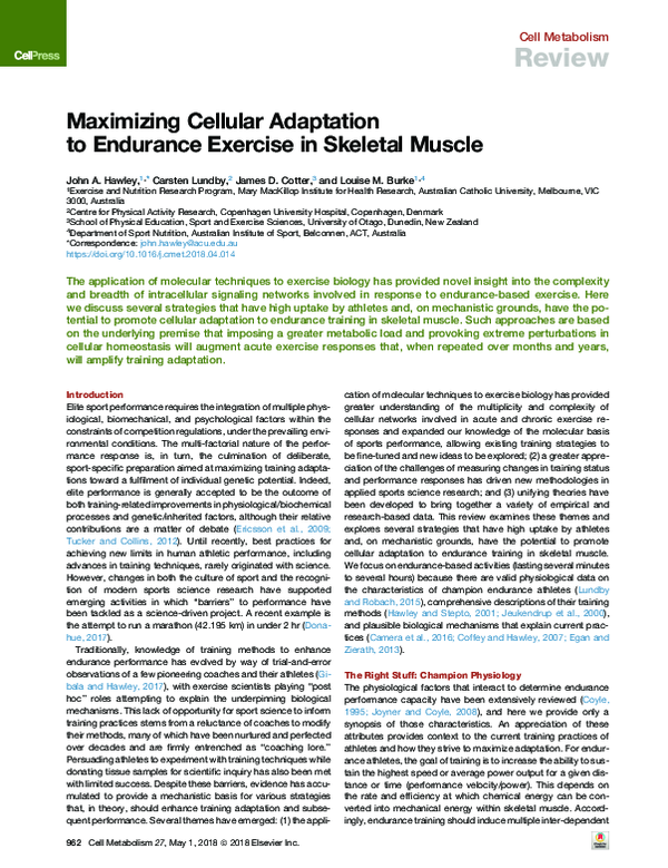 (PDF) Maximizing Cellular Adaptation to Endurance Exercise in Skeletal ...