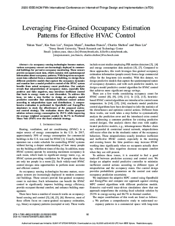 (PDF) Leveraging Fine-Grained Occupancy Estimation Patterns for Effective HVAC Control