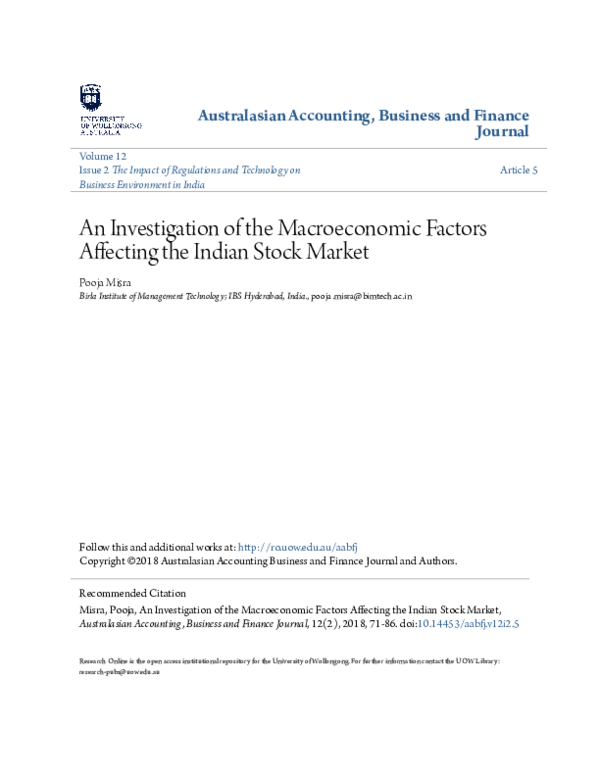 (PDF) An Investigation of the Macroeconomic Factors Affecting the ... (PDF) An Investigation of the Macroeconomic Factors Affecting the ...