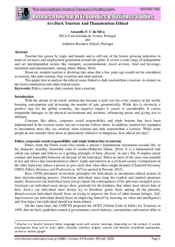 (PDF) Are Dark Tourism and Thanatourism Ethical