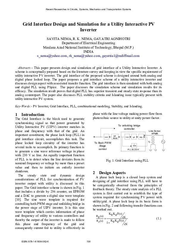 (PDF) Grid interface design and simulation for a utility interactive PV ...