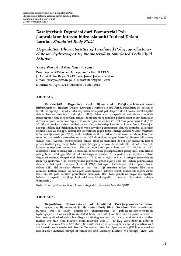 (PDF) Karakteristik Degradasi dari Biomaterial Poli- (kaprolakton ...