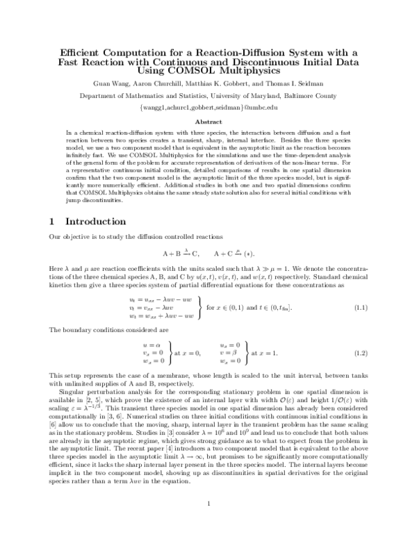 (PDF) Efficient Computation for a Reaction-Diffusion System with a Fast Reaction with Continuous ...
