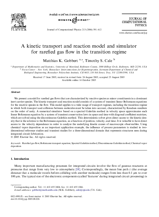 (PDF) A kinetic transport and reaction model and simulator for rarefied ...
