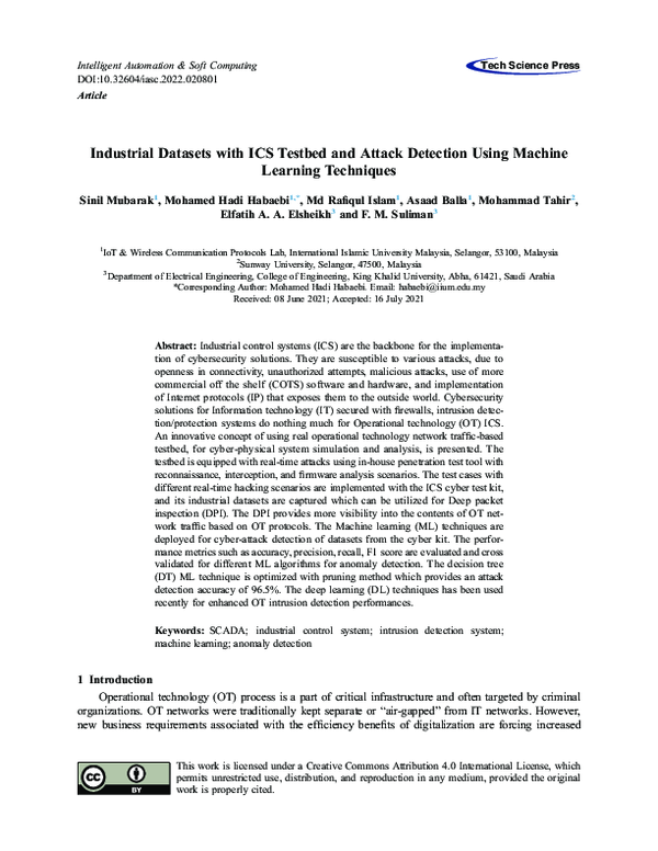 (PDF) Industrial Datasets with ICS Testbed and Attack Detection Using ...