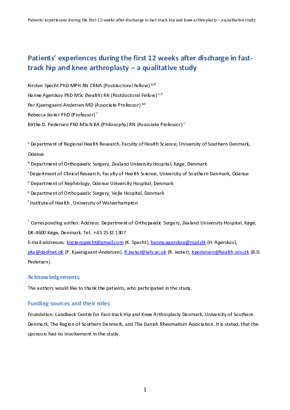 (PDF) Patients’ experiences during the first 12 weeks after discharge ...