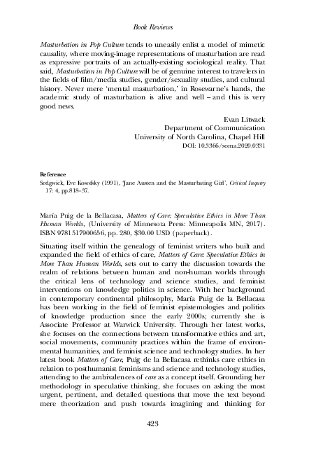 (PDF) Book Review: María Puig de la Bellacasa, Matters of Care ...