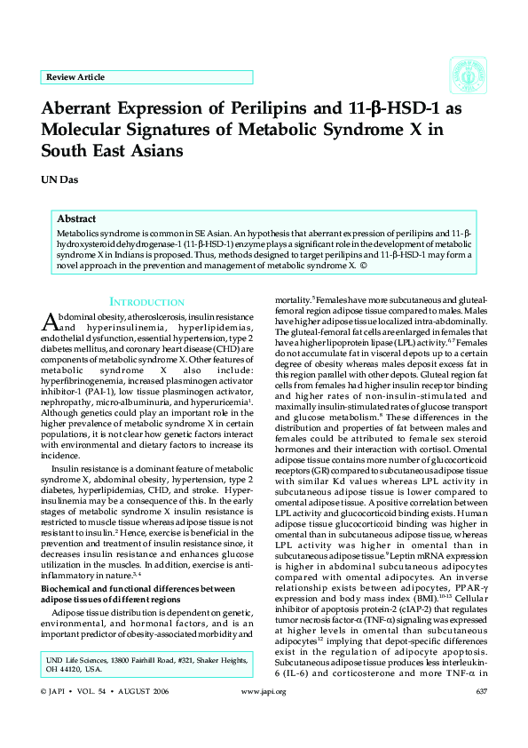 (PDF) Aberrant expression of perilipins and 11-beta-HSD-1 as molecular ...