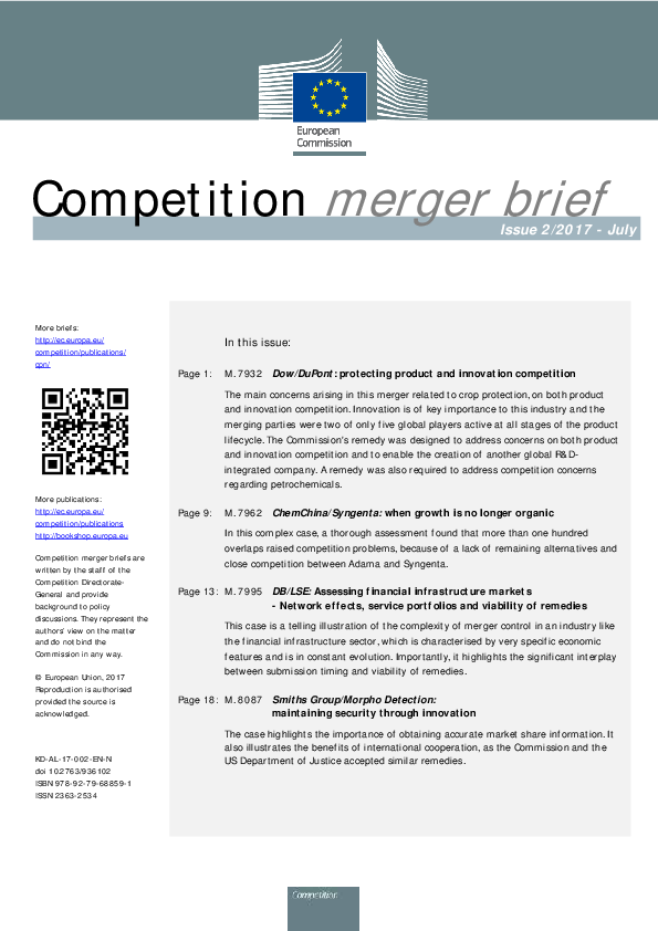(PDF) Competition merger brief Dow / DuPont : protecting product and ...