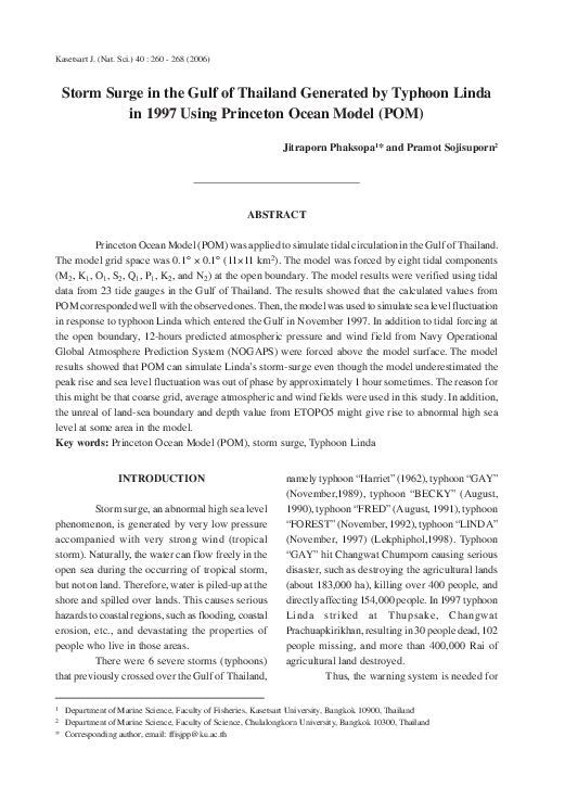 (PDF) Storm surge in the gulf of Thailand generated by Typhoon Linda in ...