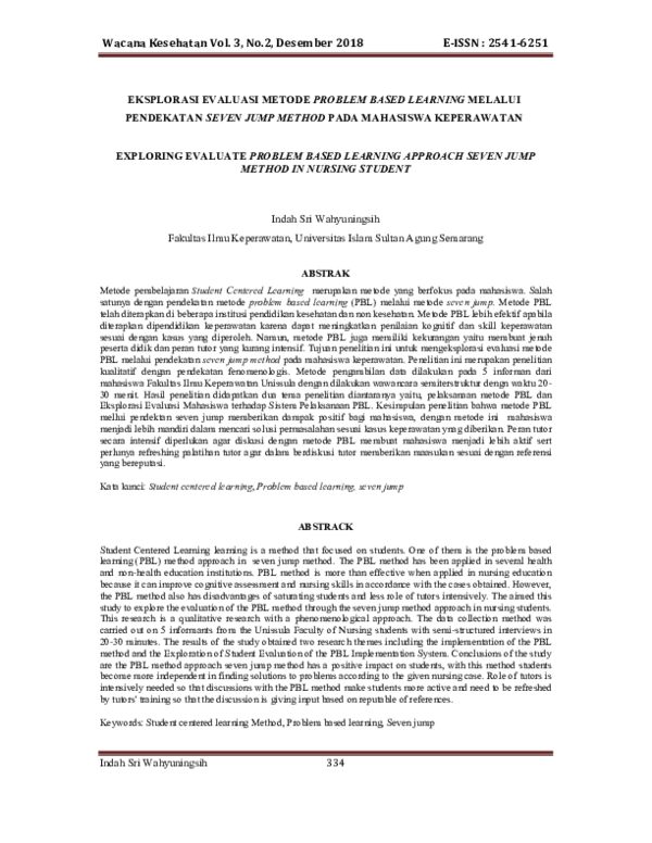 (PDF) Eksplorasi Evaluasi Metode Problem Based Learning Melalui Pendekatan Seven Jump Method ...