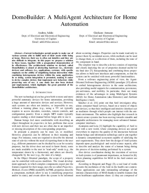 (PDF) DomoBuilder: A MultiAgent Architecture for Home Automation