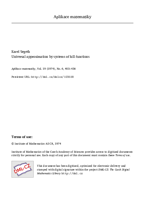 (PDF) Universal approximation by systems of hill functions