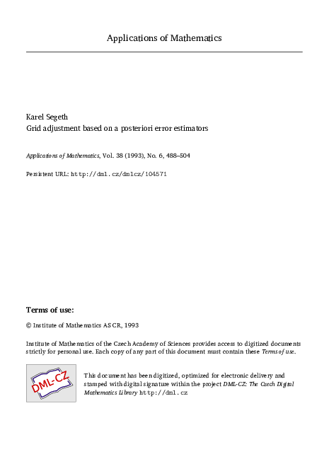Pdf Grid Adjustment Based On A Posteriori Error Estimators