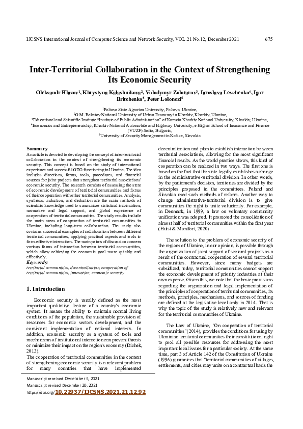 (PDF) Inter-Territorial Collaboration in the Context of Strengthening ...