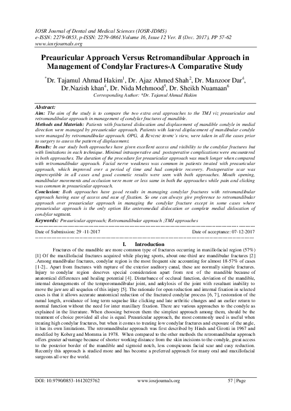 (PDF) Preauricular Approach Versus Retromandibular Approach in ...