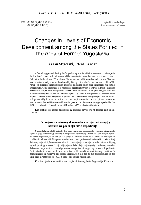 (PDF) Changes In Levels of Economic Development Among the States Formed ...