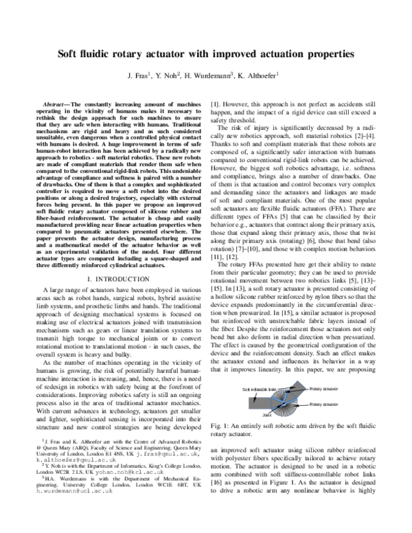 Pdf Soft Fluidic Rotary Actuator With Improved Actuation Properties