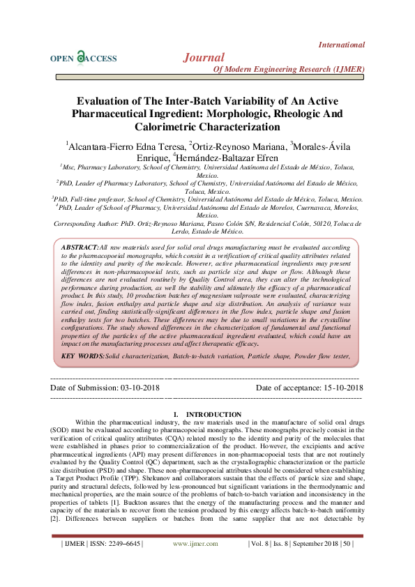 (PDF) Evaluation of The Inter-Batch Variability of An Active ...