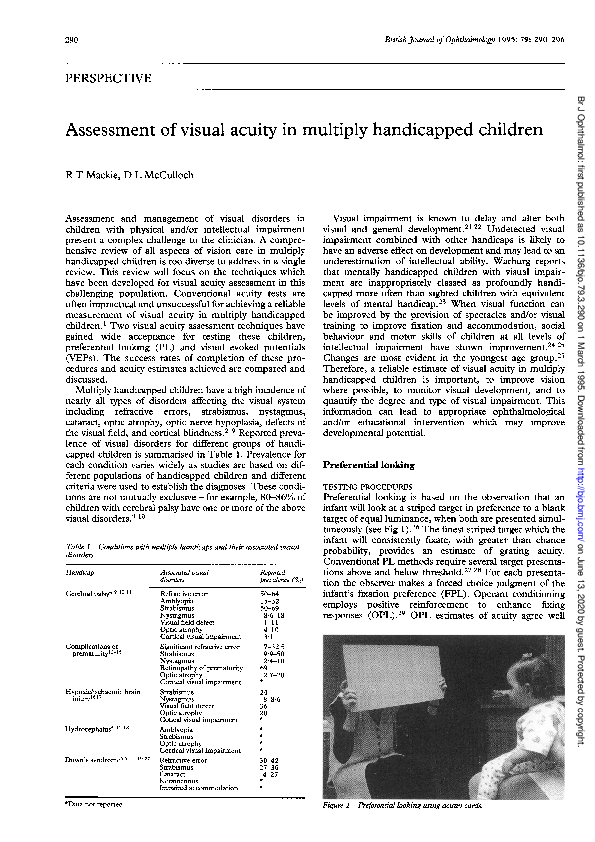(PDF) Assessment of visual acuity in multiply handicapped children