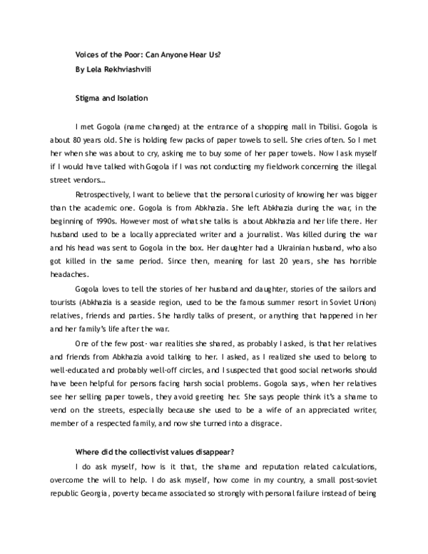 (PDF) Voices of the poor. Can anyone hear us?